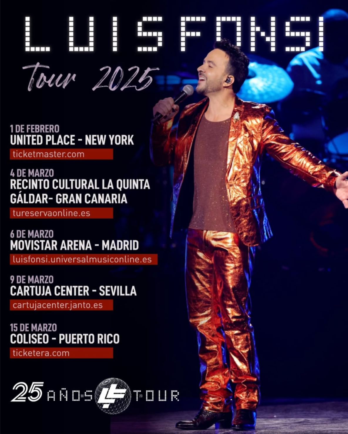 Luis Fonsi arranca su gira 2025 "25 Años Tour" • Musicalatinaurbana.com™